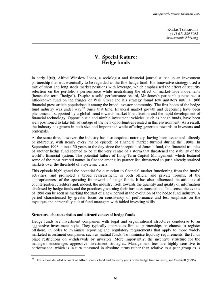 Hedge funds: Structure, characteristics and attractiveness | PDF | Hedge Fund | Long Term ...