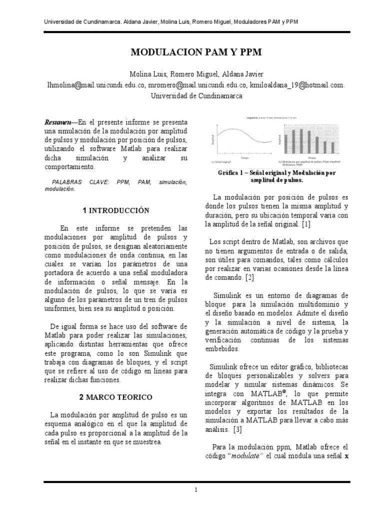 Informe PAM y PPM | PDF | Modulación | Matlab