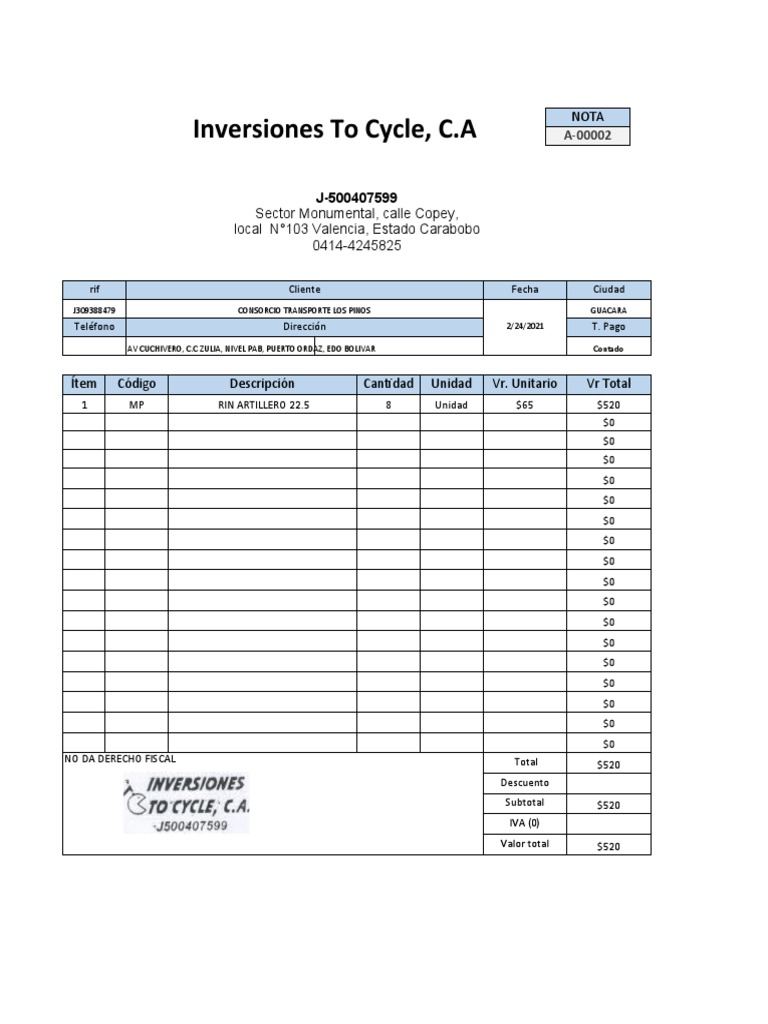 Cachicama Factura | PDF | Documentos empresariales | Contabilidad