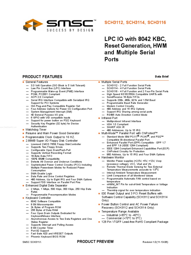 Lpc Io With 8042 Kbc Reset Generation Hwm And Multiple Serial Ports Pdf Inputoutput Tort 