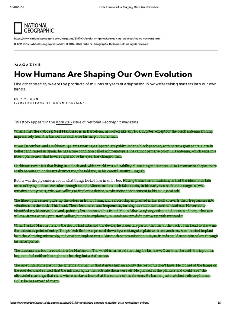 How Humans Are Shaping Our Own Evolution | PDF | Evolution | In Vitro ...