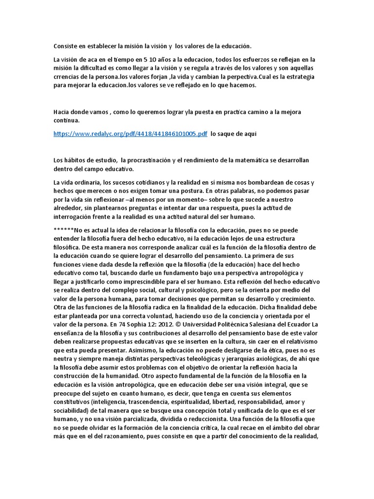 Marco Filosofico | Descargar gratis PDF | Conocimiento | Aprendizaje