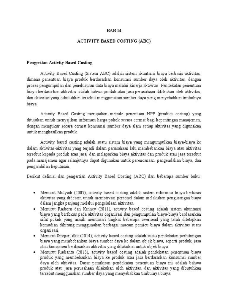 BAB 14 Activity Based Costing | PDF