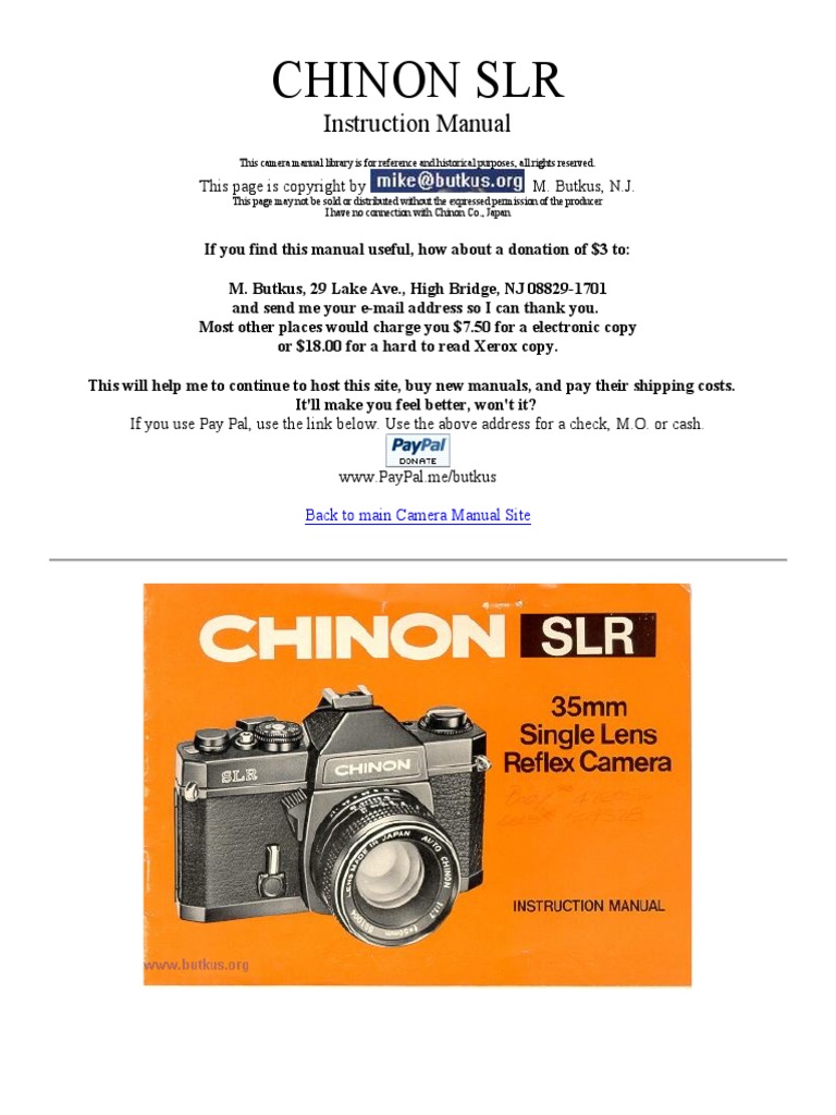 Chinon SLR | PDF | Flash (Photography) | Camera