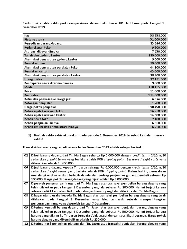 Soal Siklus Akuntansi Perusahaan Dagang - Metode HPP | PDF