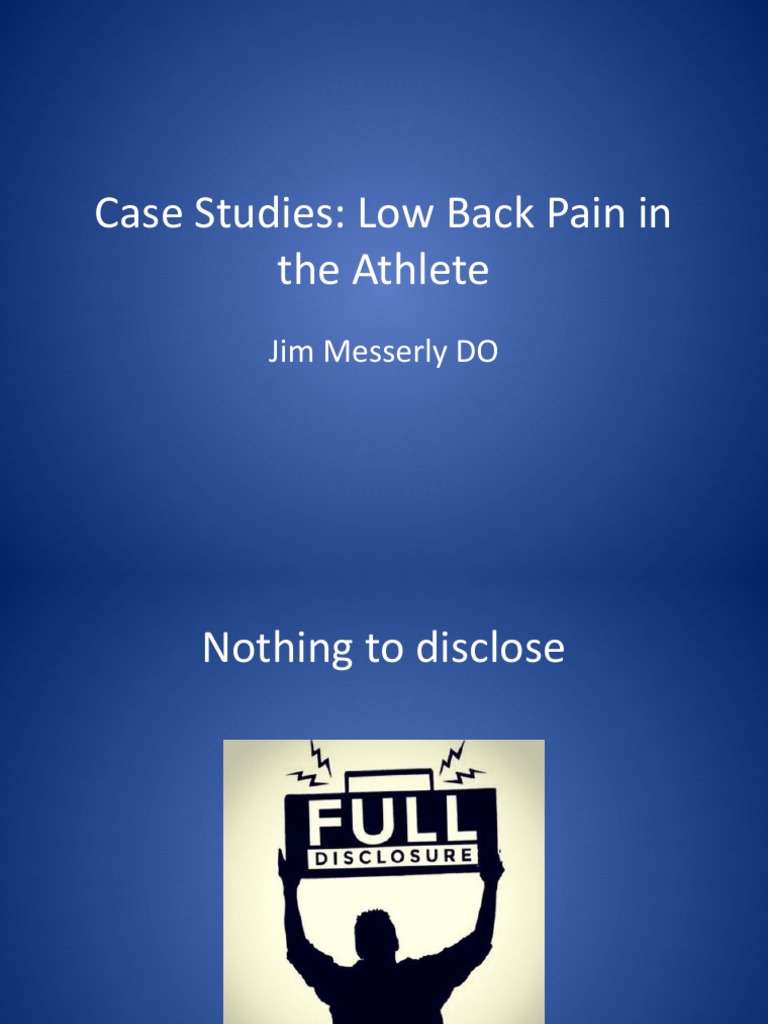 Case Studies Low Back Pain in The Athlete | PDF | Back Pain ...