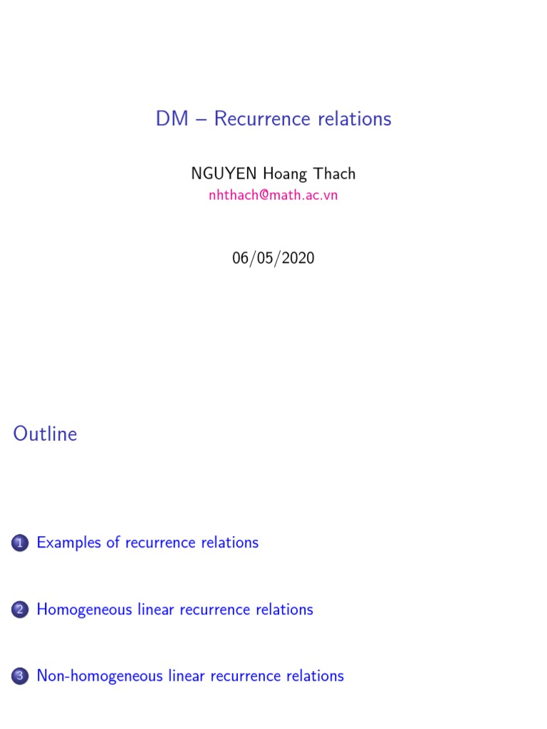 04 Recurrence Pdf Recurrence Relation Mathematical Relations
