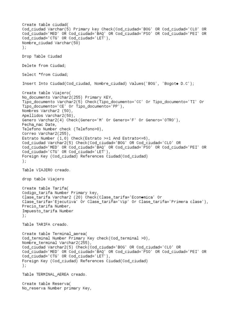 Código SQL Vuelos | PDF | SQL | Paradigmas de programación