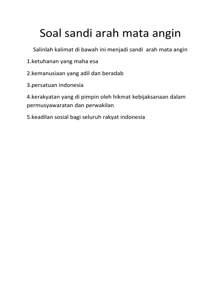 Soal Sandi Arah Mata Angin | PDF