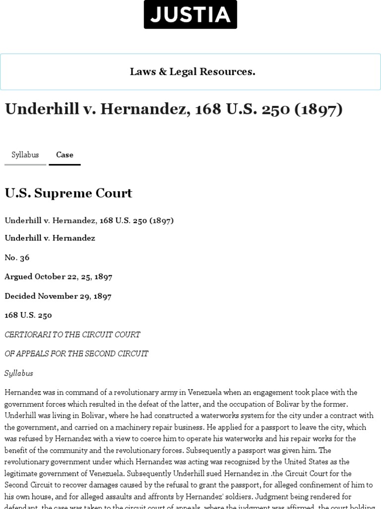 Underhill v. Hernandez Case Summary | PDF | United States Courts Of ...