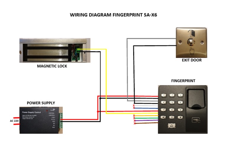 Wiring Diagram Fingerprint Sa-X6: Exit Door Magnetic Lock | PDF
