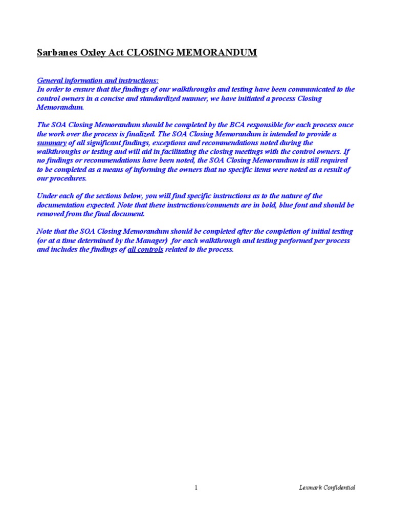 Closure Memo Template | PDF | Memorandum | Business