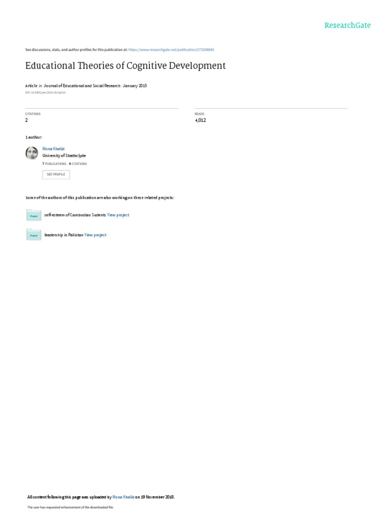 Educational Theories of Cognitive Development | PDF | Cognitive ...