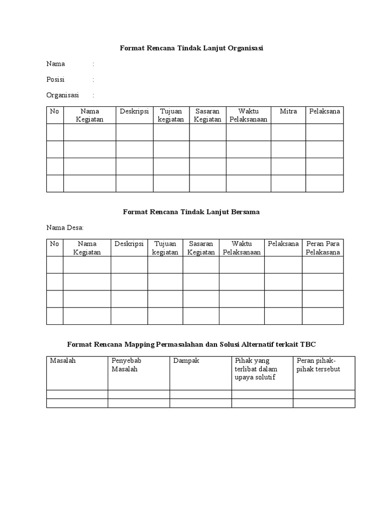 Format Rencana Tindak Lanjut | PDF Format Rencana Tindak Lanjut | PDF