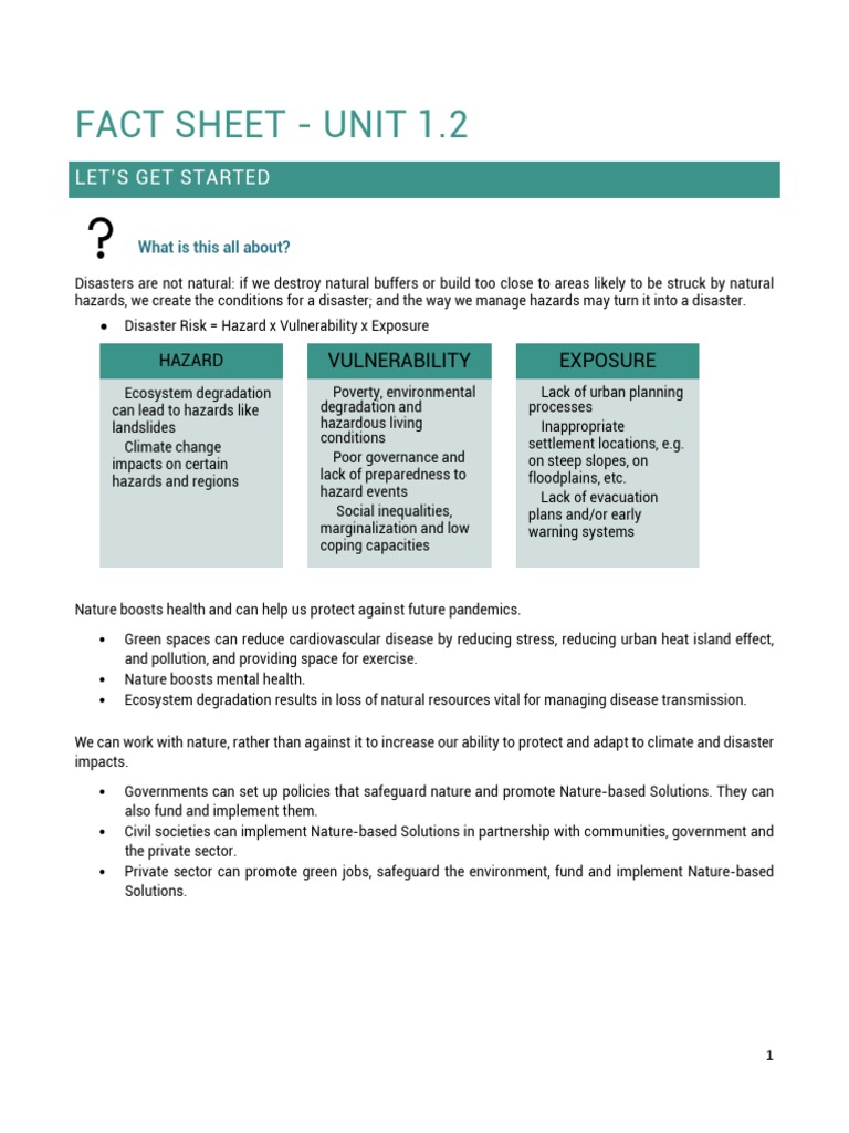 Fact Sheet - Unit 1.2: Let'S Get Started | PDF | Hazards ...