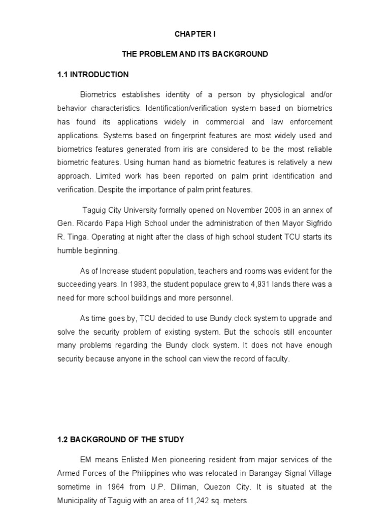 The Problem and Its Background | PDF | Biometrics | Fingerprint