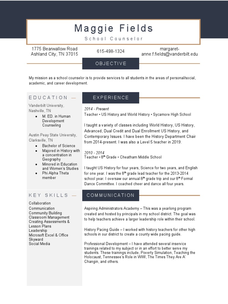 Maggie Fields Resume | PDF | School Counselor | Teachers