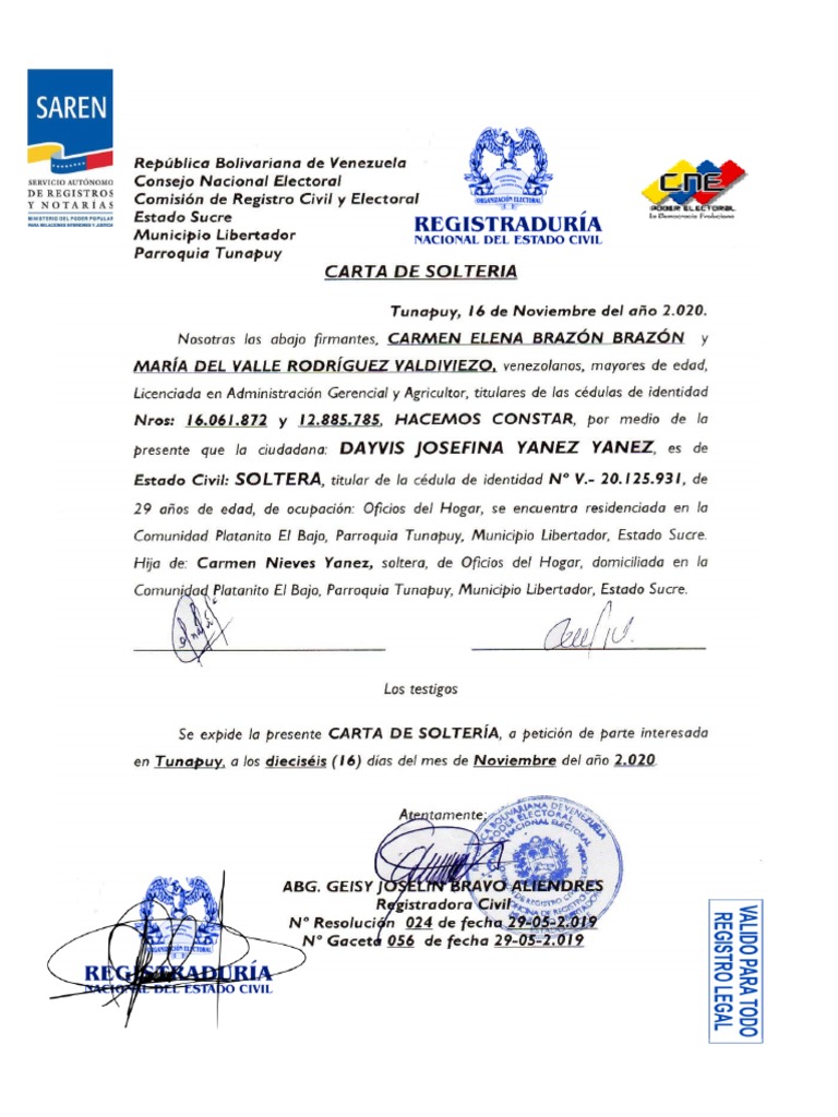 Apostillada ACTA DE NACIMIENTO SAHAJEL | PDF