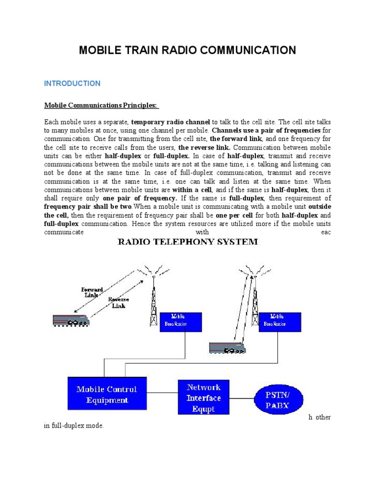 Mobile Train Radio Communication Overview | PDF | Duplex ...