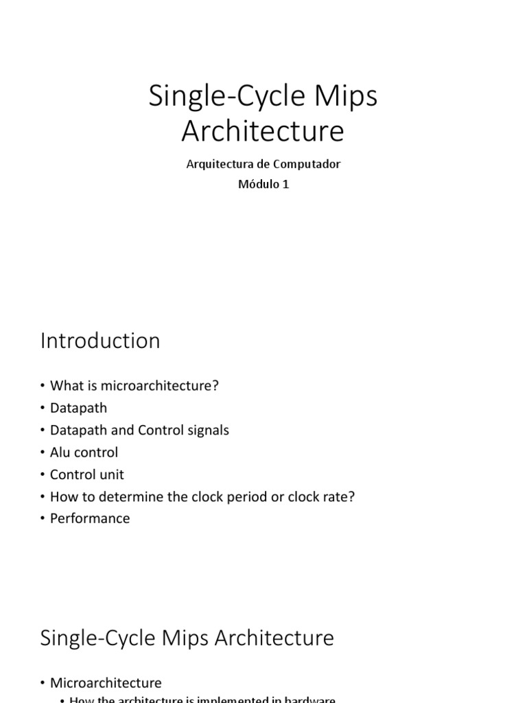 Single-Cycle Mips Architecture | PDF | Central Processing Unit | Computer Engineering