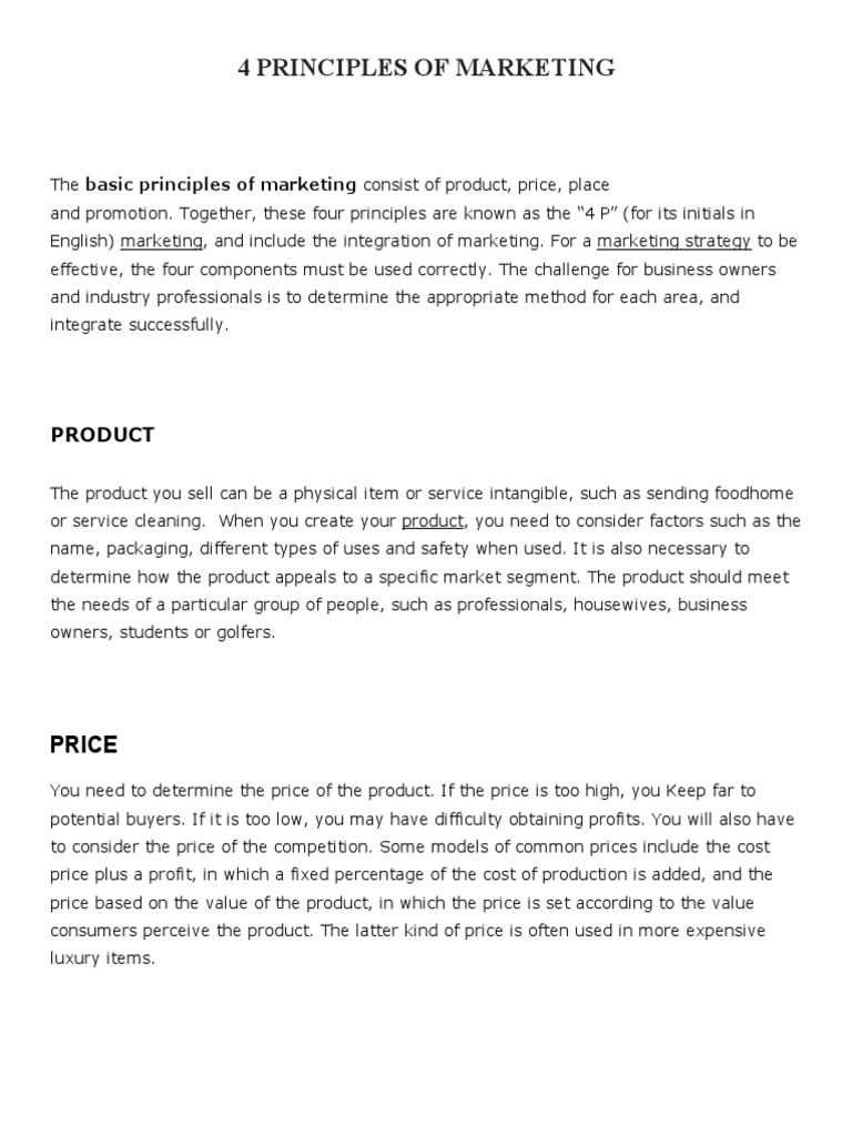 4 Principles of Marketing | PDF | Product (Business) | Marketing