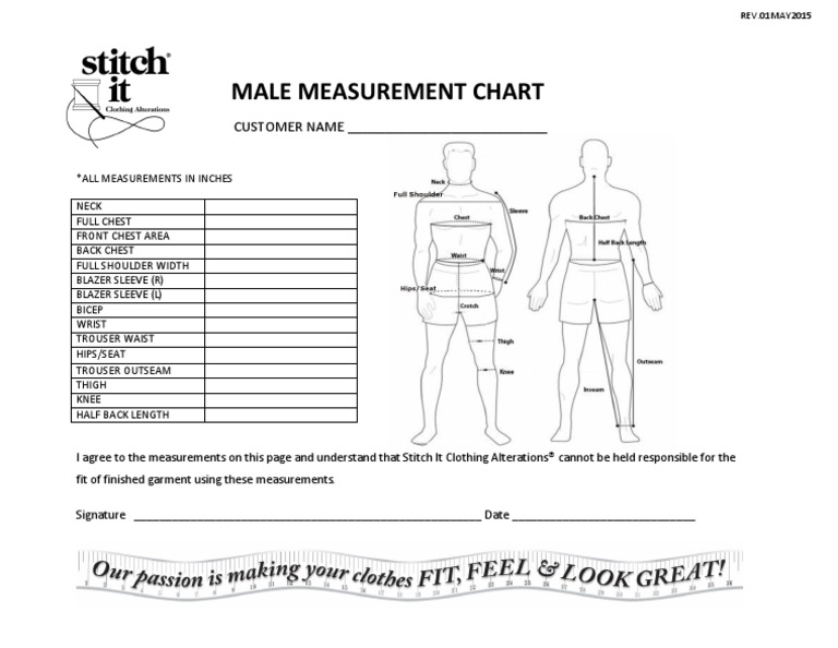 Male Measurement Chart: CUSTOMER NAME | PDF | Finance & Money ...