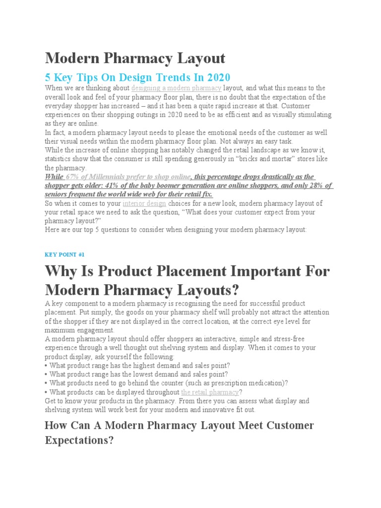 Modern Pharmacy Layout | PDF | Retail | Pharmacy