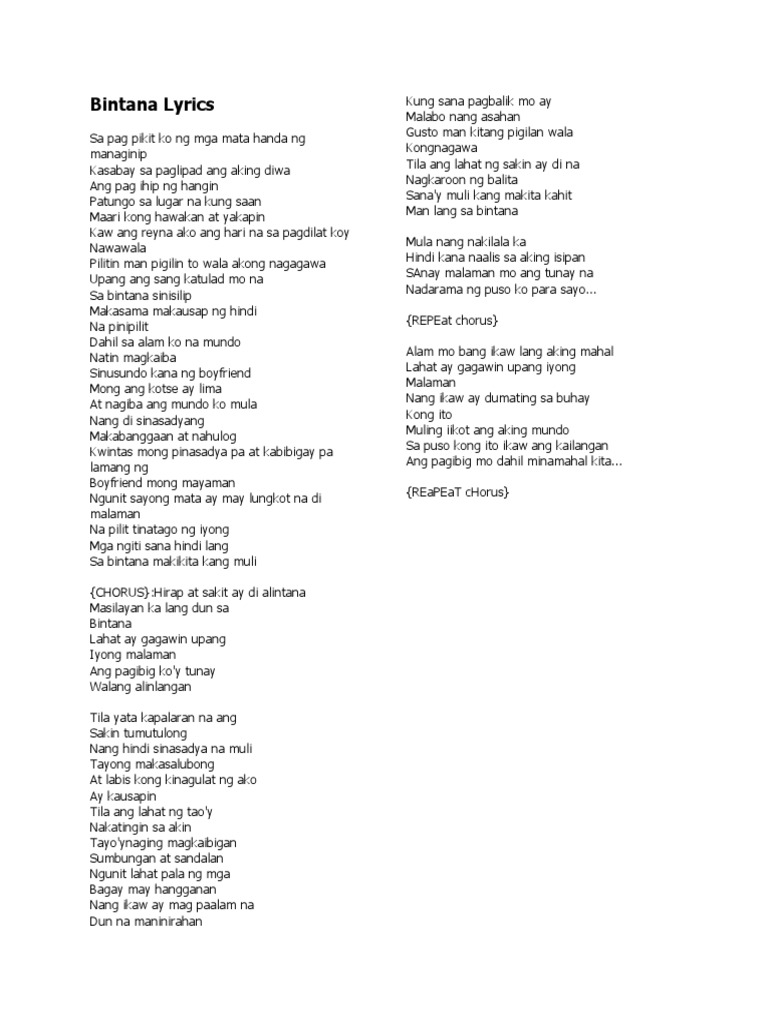 Bintana Lyrics | PDF
