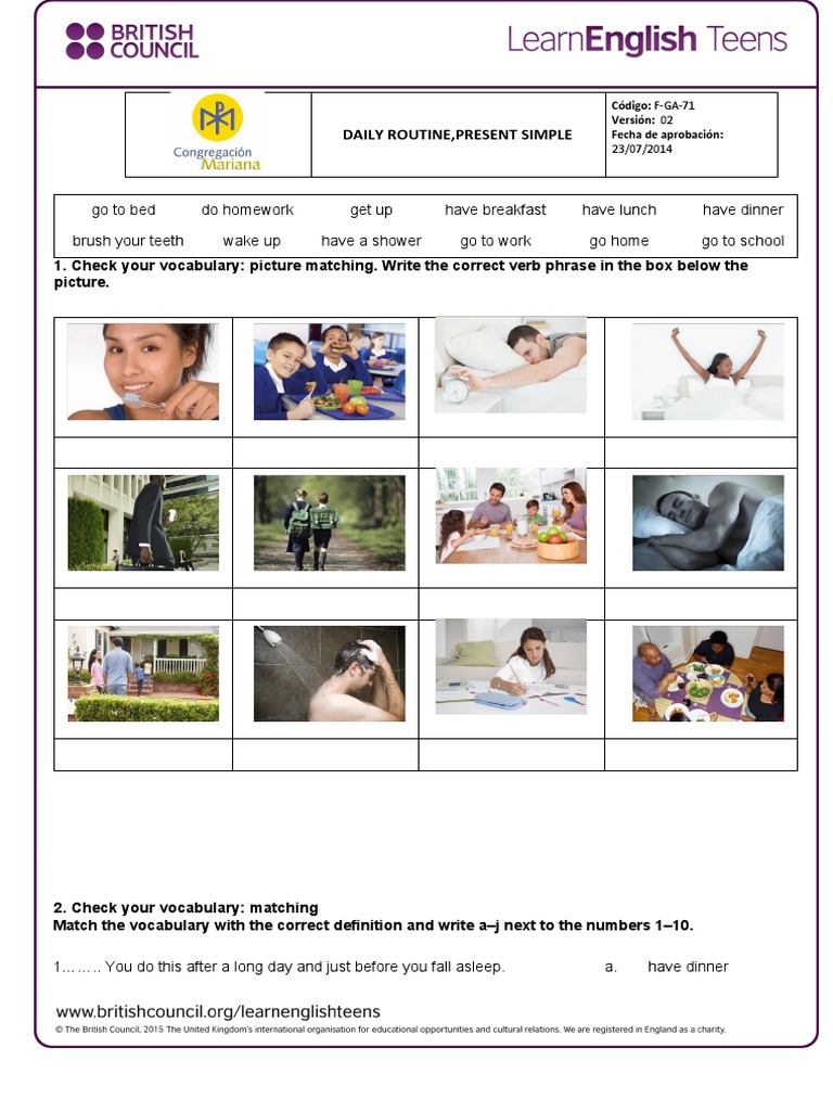 Daily Routines British Council | PDF | Lunch