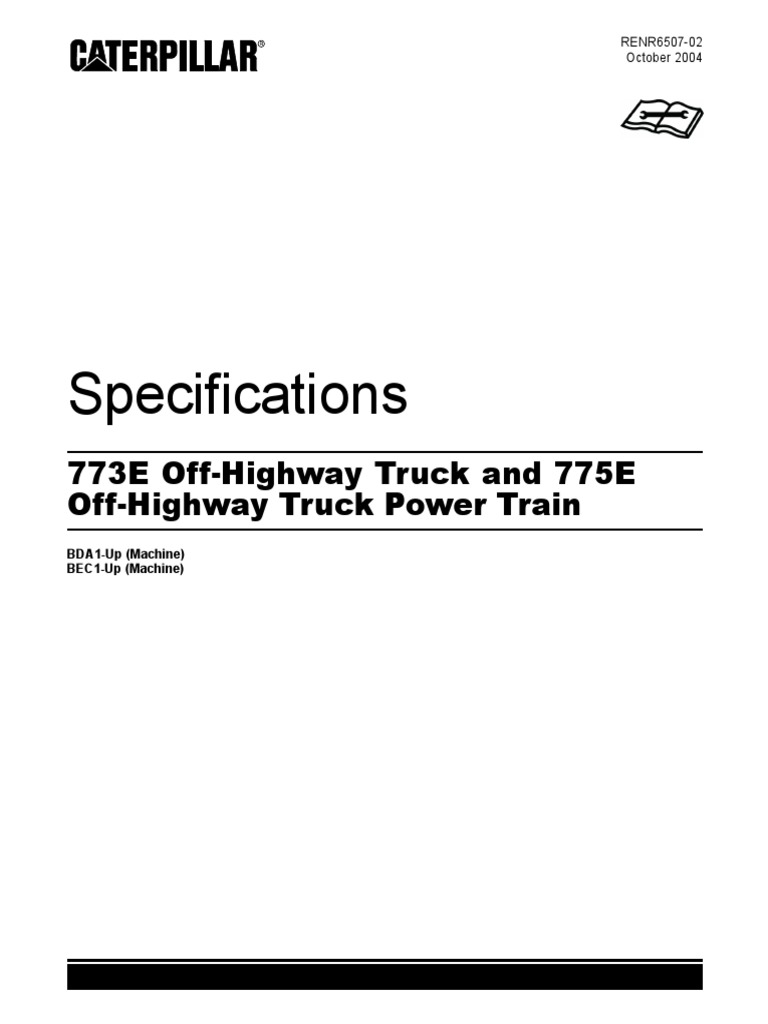 Specifications: 773E Off-Highway Truck and 775E Off-Highway Truck Power ...