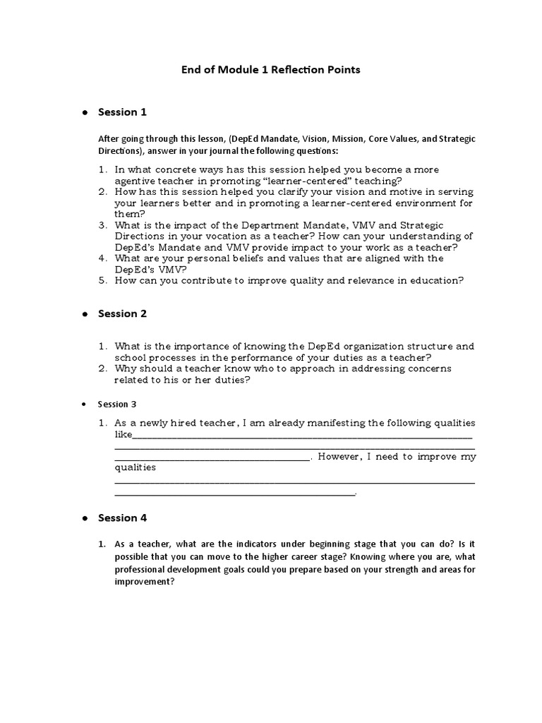 Module 1 Reflection for New Teachers | PDF | Teachers | Human Nature