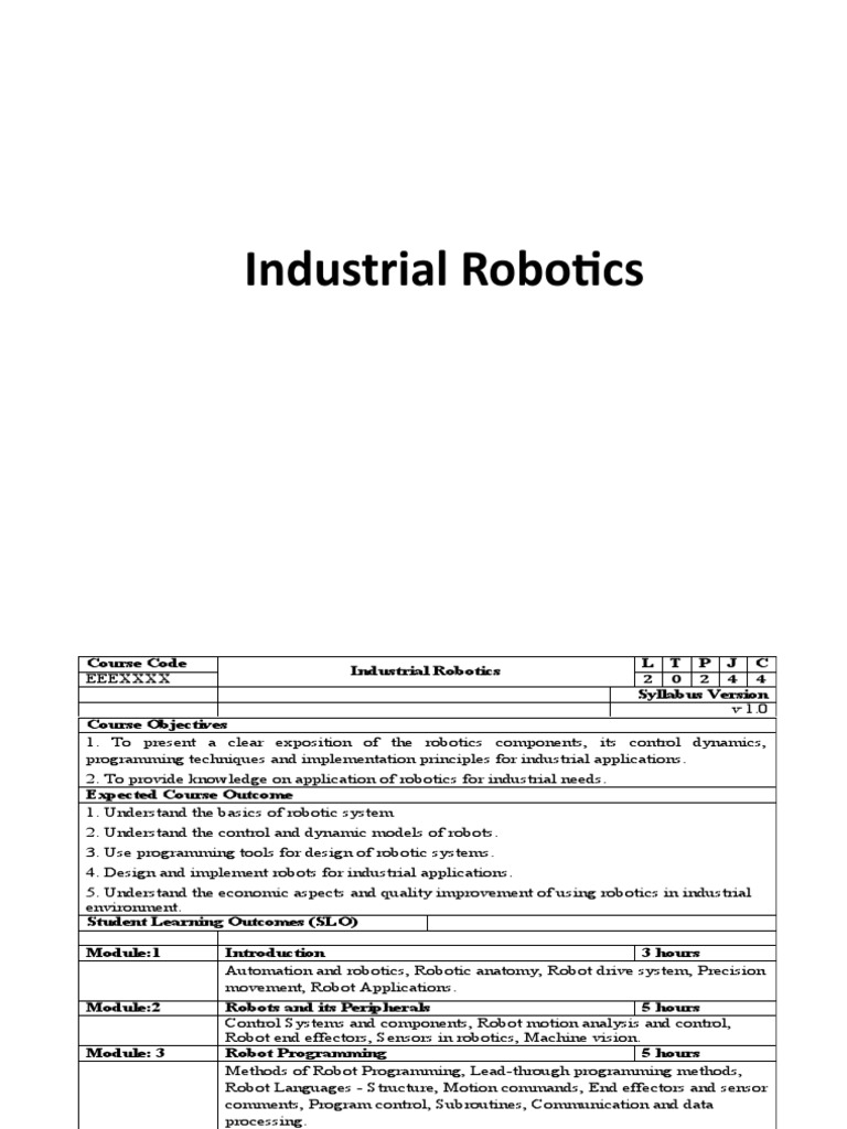 Introduction To Industrial Robotics | PDF | Robotics | Robot