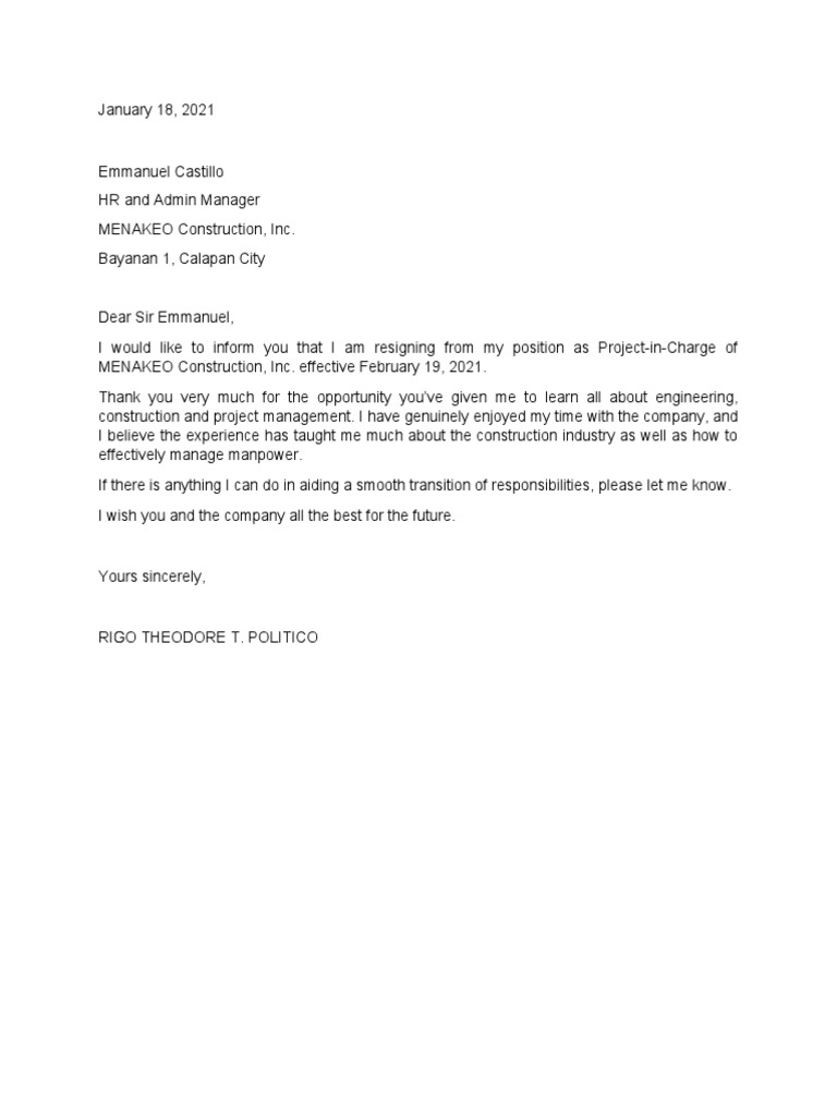 Resignation | PDF | Career & Growth | Business