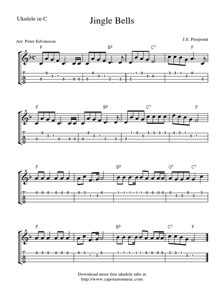 Jingle Bells Ukulele Tab Melody | PDF