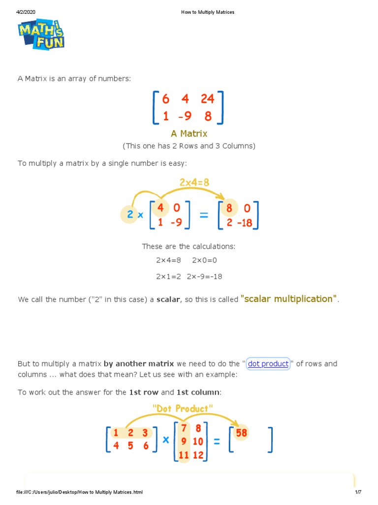 How To Multiply Matrices | PDF | Matrix (Mathematics) | Matrix Theory