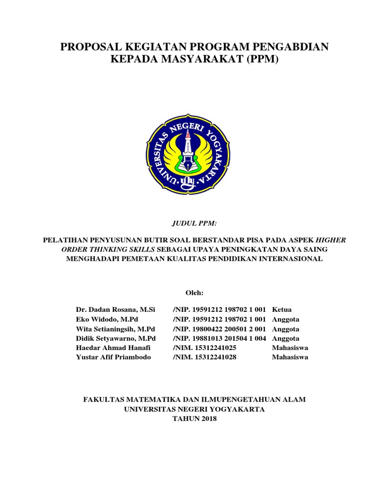 Proposal Kegiatan Program Pengabdian Kepada Masyarakat (PPM) | PDF