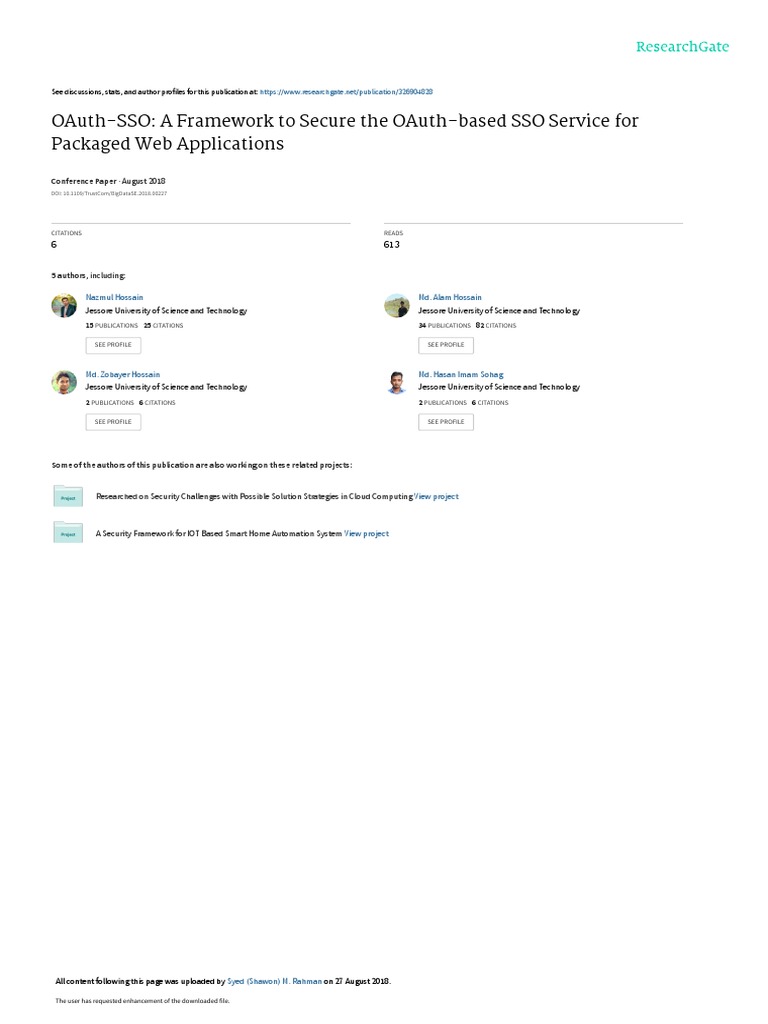 Oauth-Sso: A Framework To Secure The Oauth-Based Sso Service For ...
