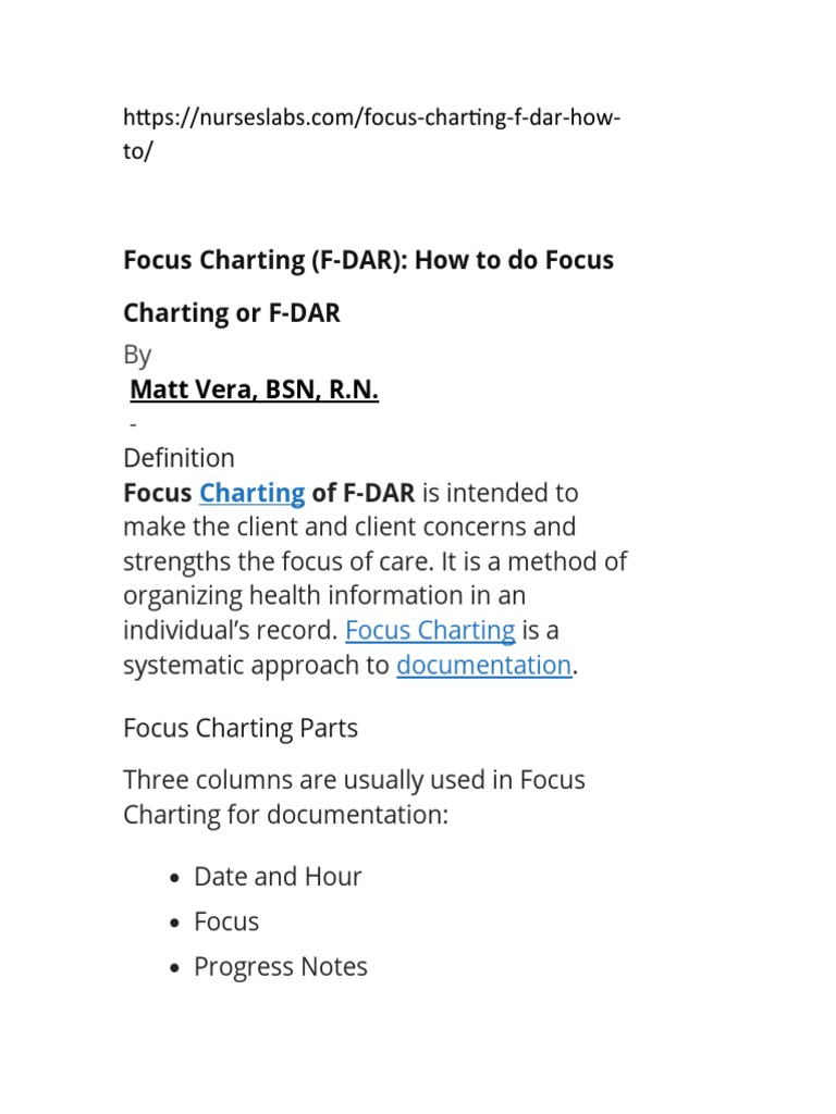Focus Charting (F-DAR) : How To Do Focus Charting or F-DAR: Matt Vera ...