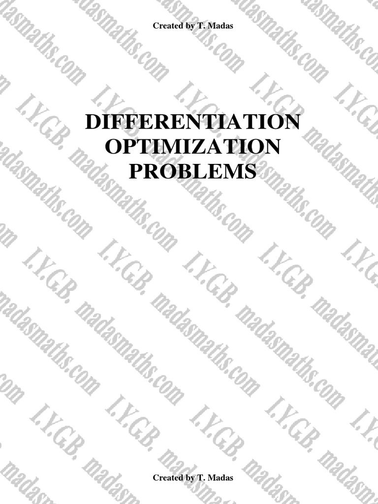 Optimization Problems Involving the Differentiation of Volume Functions ...