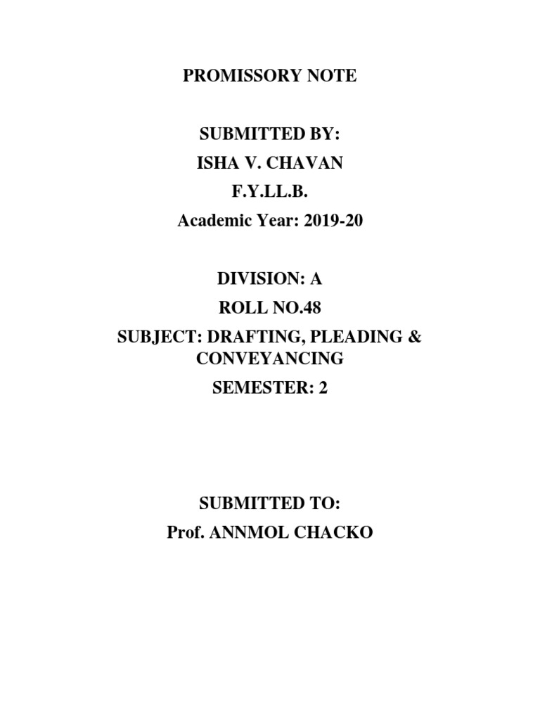 Promissory Note | PDF | Promissory Note | Negotiable Instrument