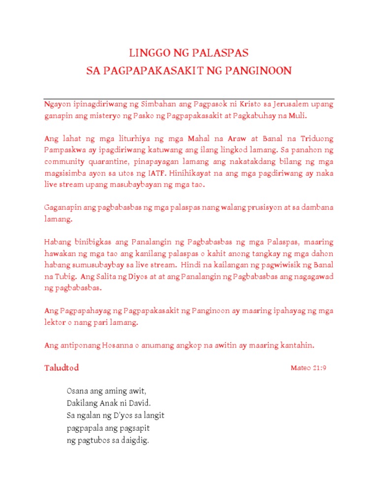 Tagalog 2021 Holy Week and Easter Triduum | PDF