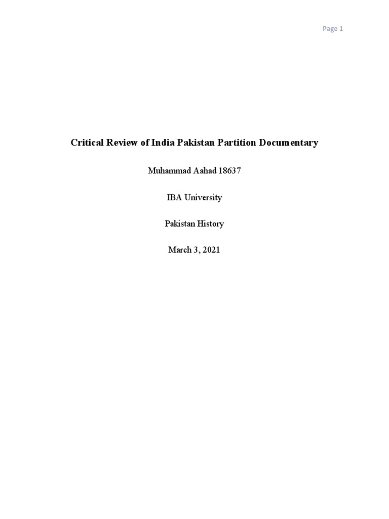 Pakistan and India Partition Documentary | PDF | Partition Of India ...