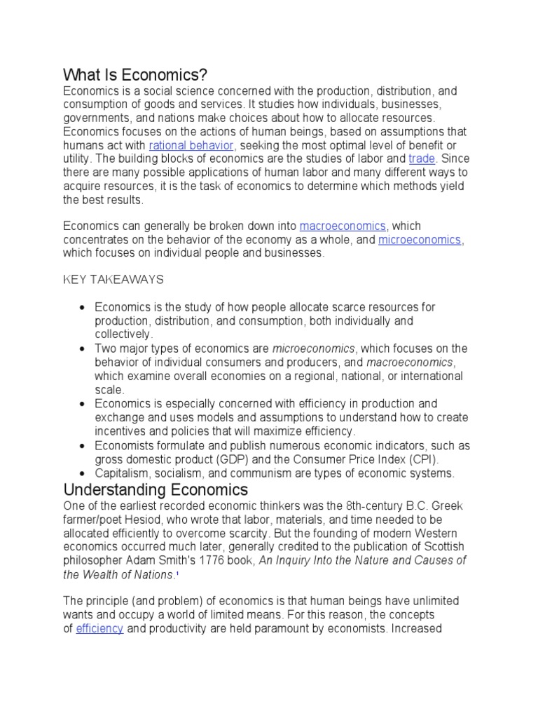What Is Economics?: Rational Behavior Trade | Download Free PDF ...