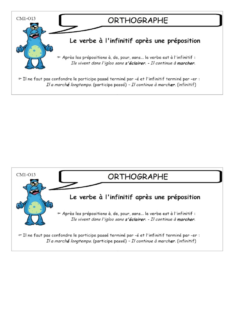 Les Verbes À L'infinitif Après Une Préposition | PDF