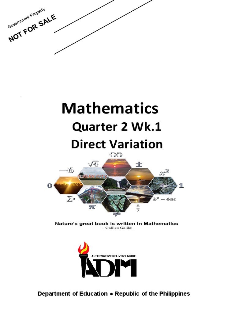 Mathematics: Quarter 2 Wk.1 Direct Variation | PDF | Equations | Time