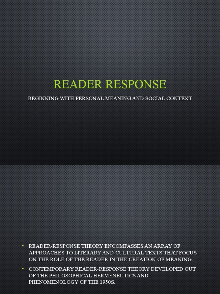 Reader Response Theory | Download Free PDF | Cognition | Psychology