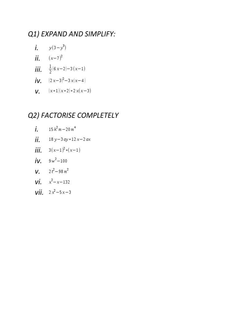 Expand and Factorise | PDF