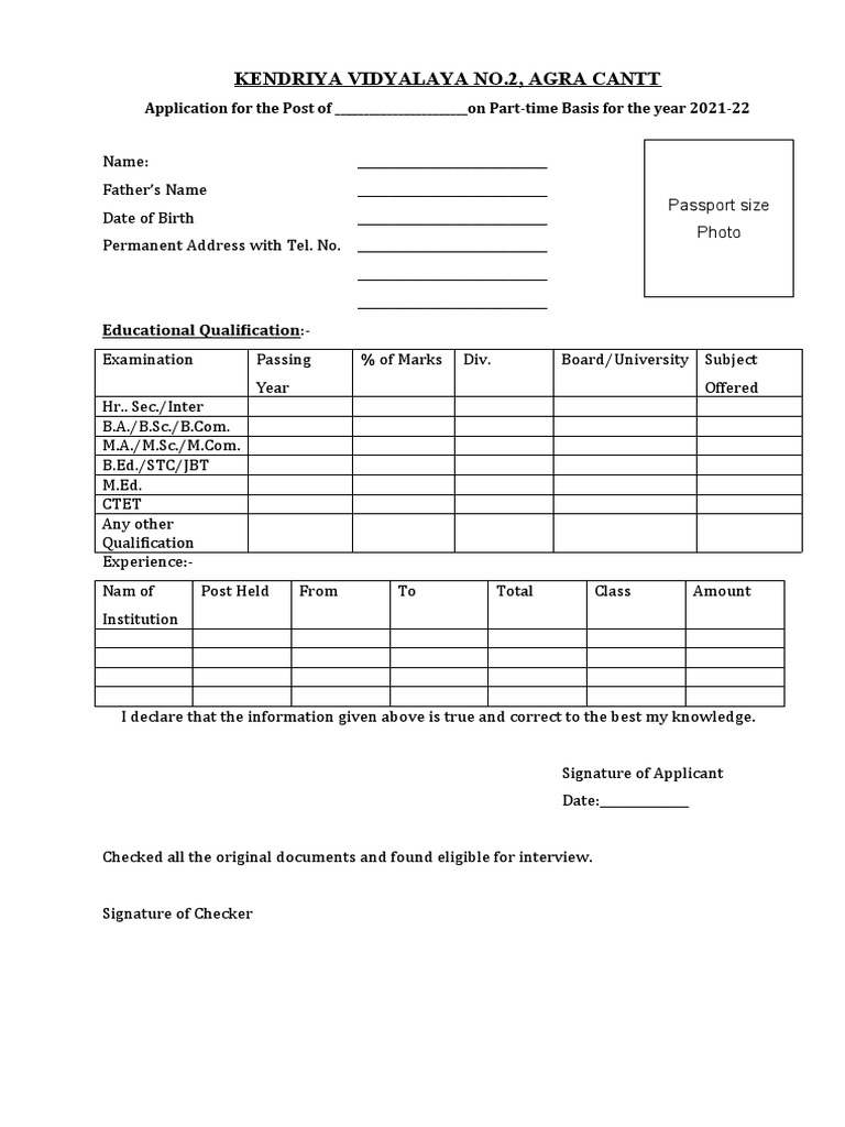 Application Form Part Time Teahcer | PDF | Career & Growth