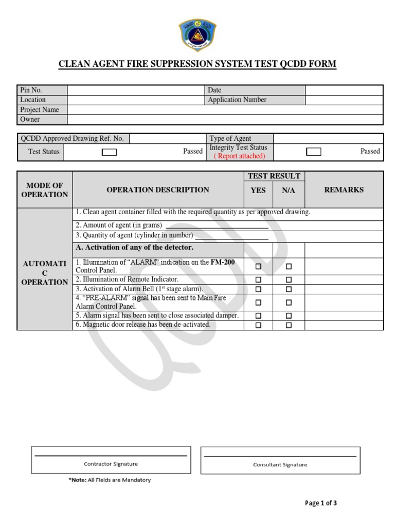 QCDD Clean Agent System Test Report | PDF | Manufactured Goods | Equipment