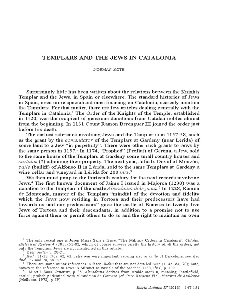 Norman Roth Templars and The Jews in Cat | PDF | Knights Templar ...